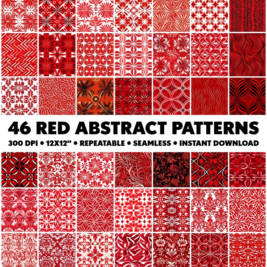 46 Red Abstract Patterns Red Seamless Patterns Red Endless Abstract Red ...