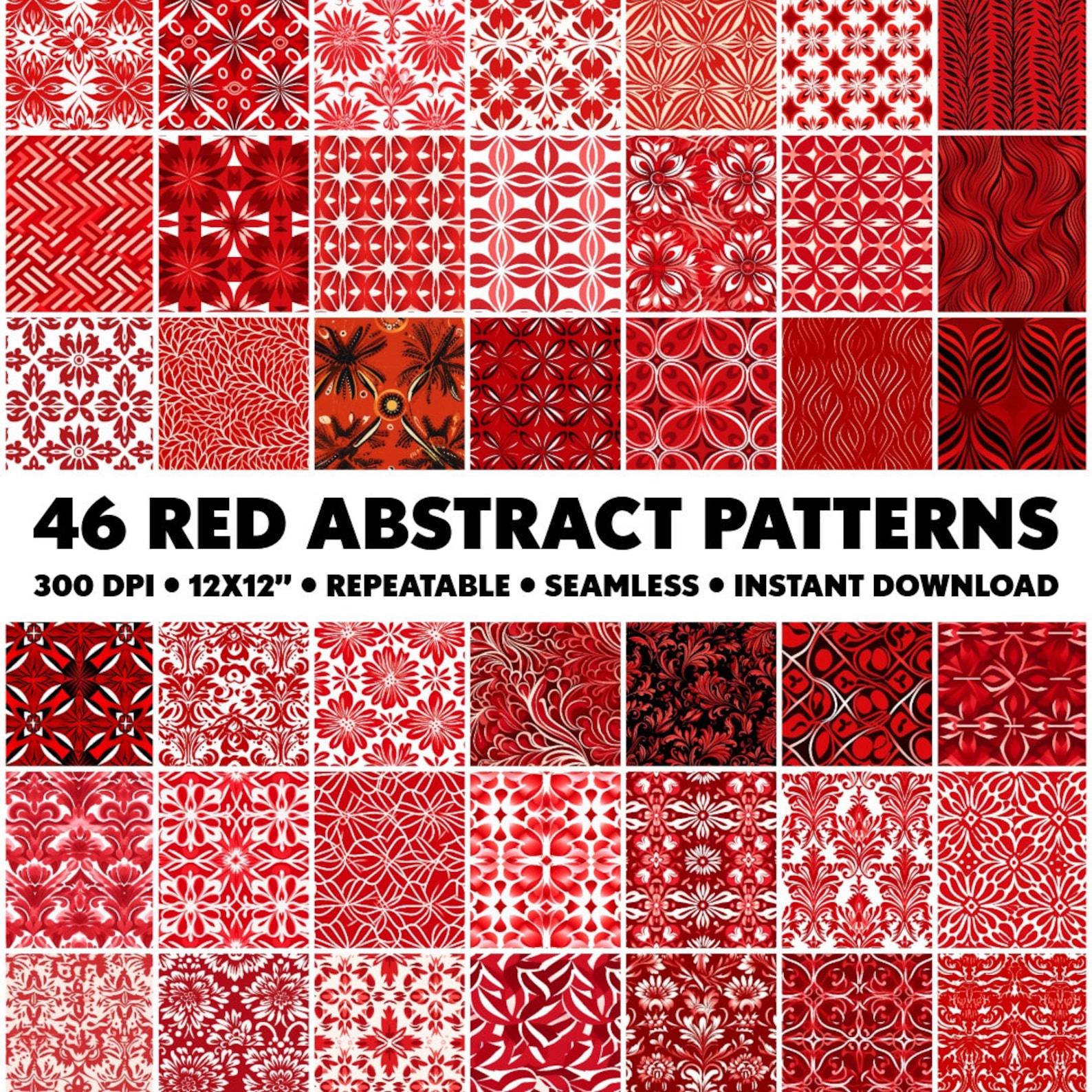 46 Red Abstract Patterns Red Seamless Patterns Red Endless Abstract Red ...