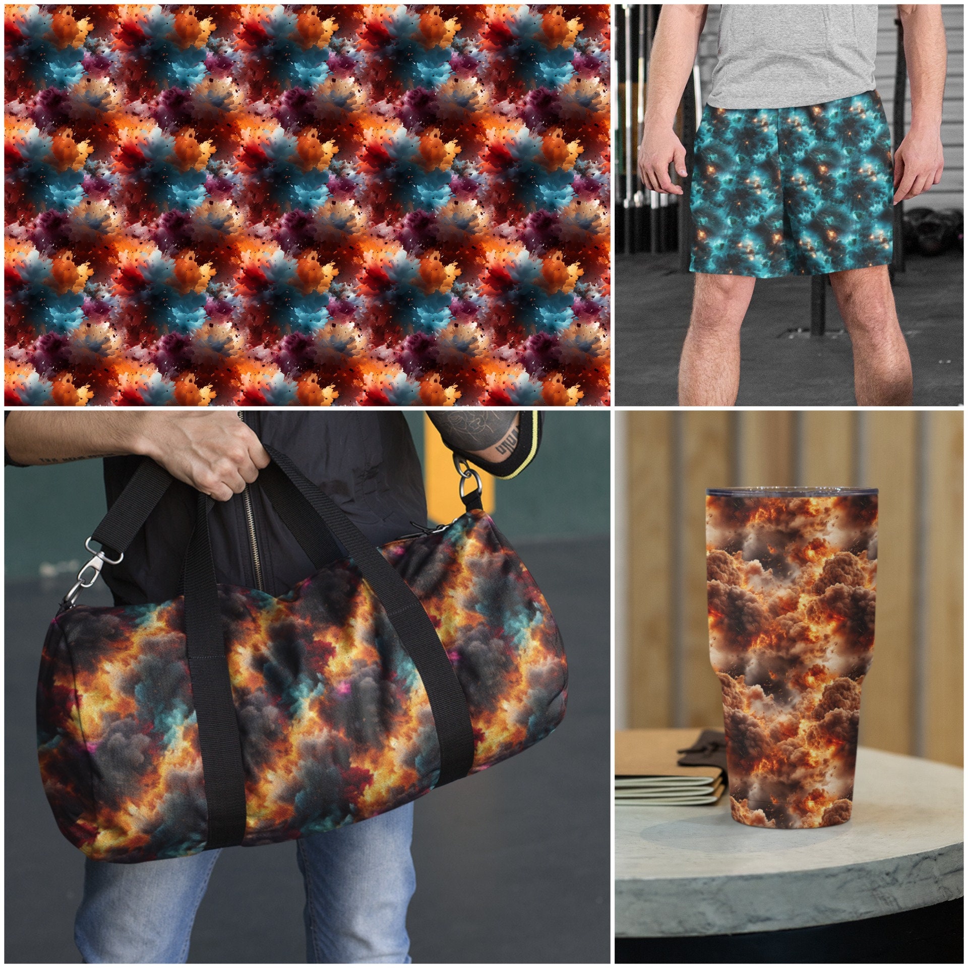 20 Explosion Patterns Fire Seamless Patterns Red Repeatable Smoke ...