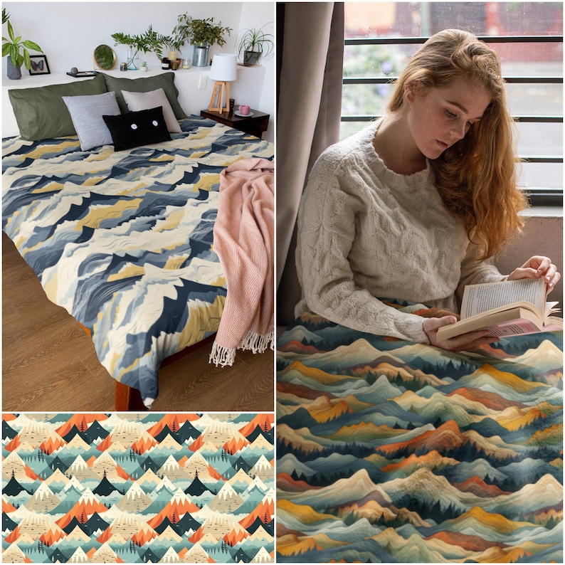 8 Mountain Patterns Seamless Mountain Range Patterns Repeatable Peaks ...