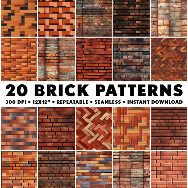 20 Brick Patterns Seamless Stone Patterns Bricks Repeatable Pattern ...