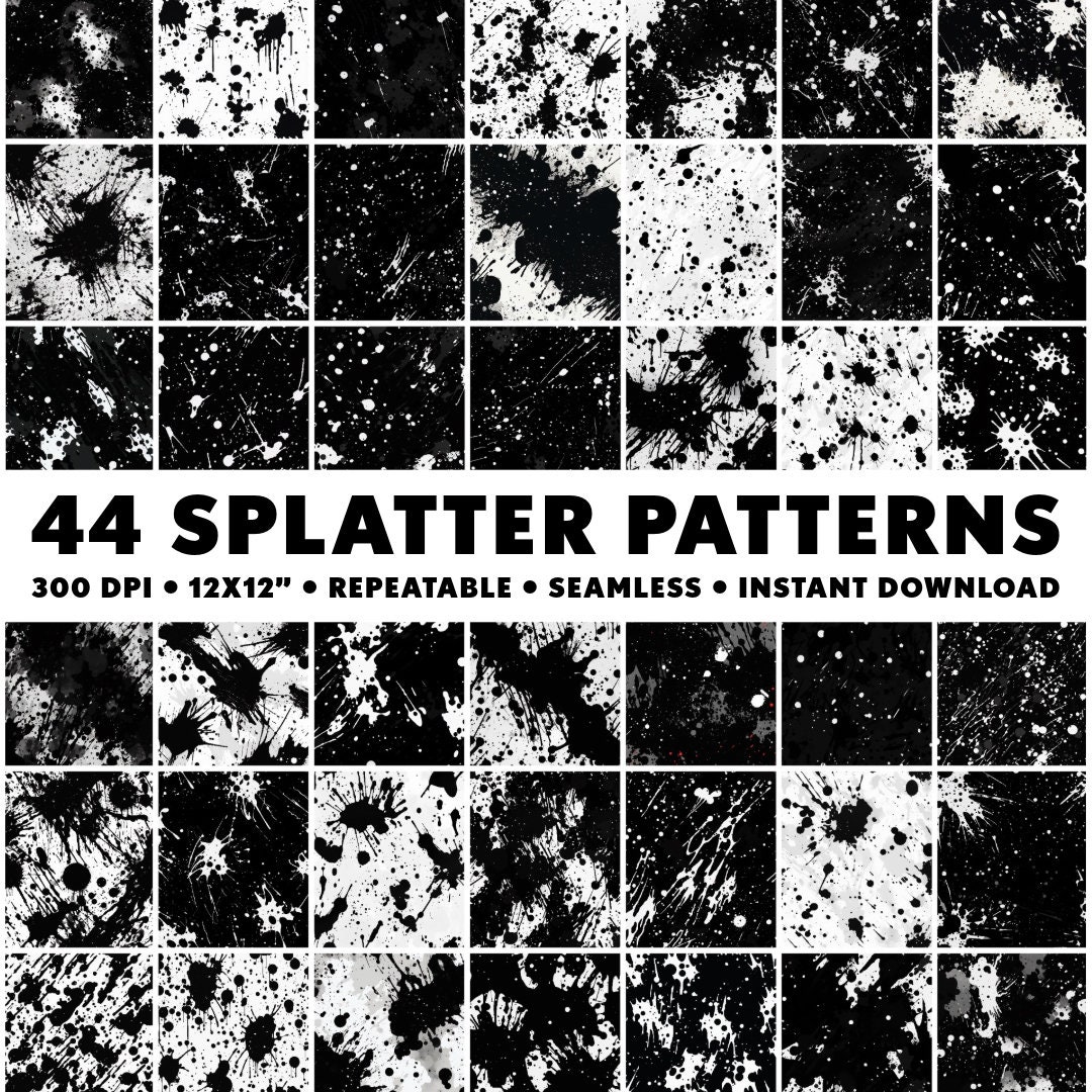 44 Black Splatter Patterns Seamless Splat Patterns Repeatable Black and ...