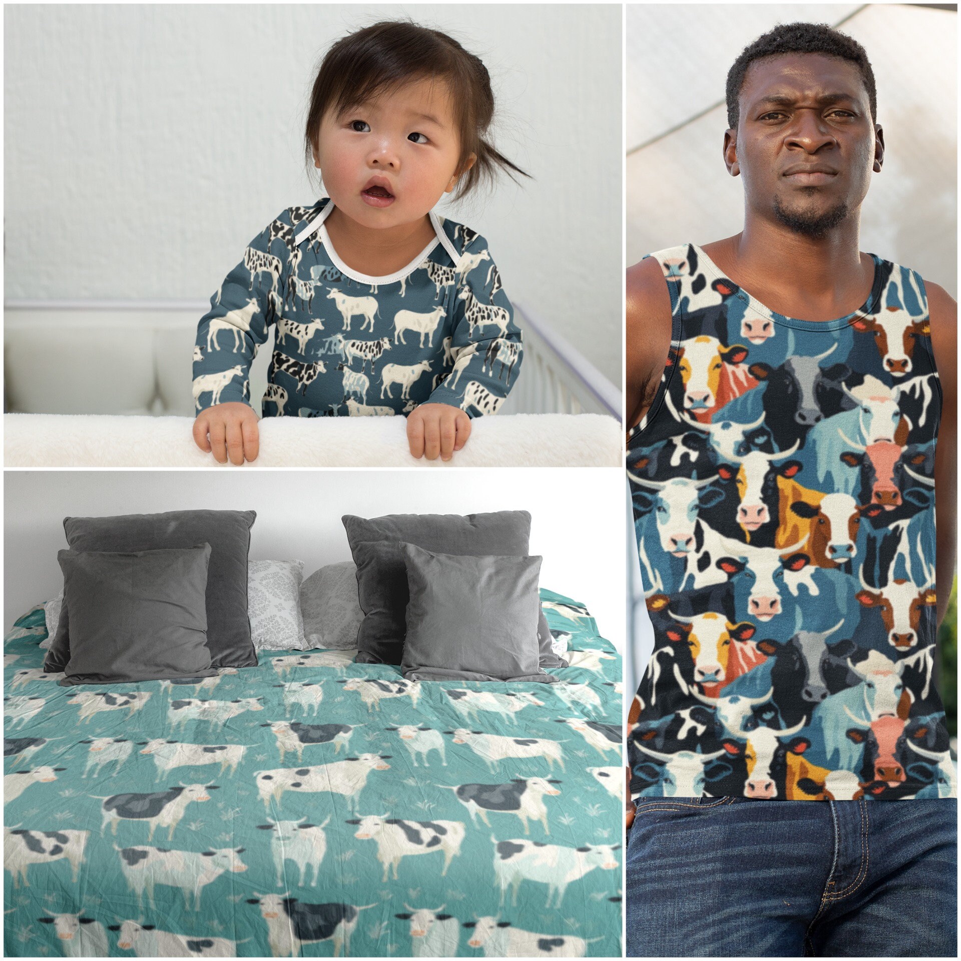 12 Cow Patterns Seamless Cows Patterns Repeatable Pattern Moo Endless ...