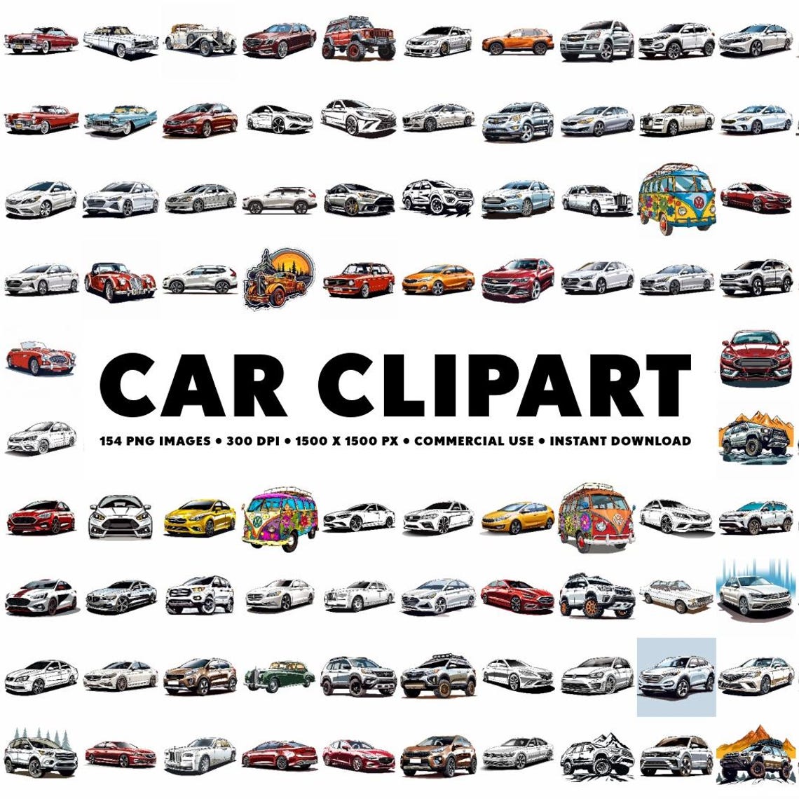 154 Car Clipart Images Sedan PNG Sticker Classic SUV Design Van ...