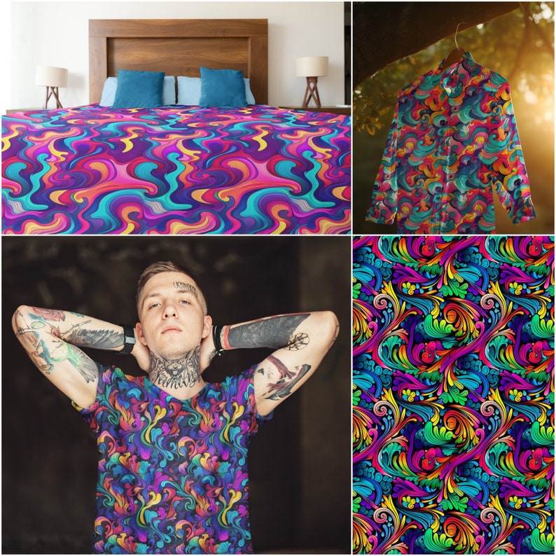 40 Psychedelic Patterns Trippy Seamless Pattern Rainbow Repeatable ...