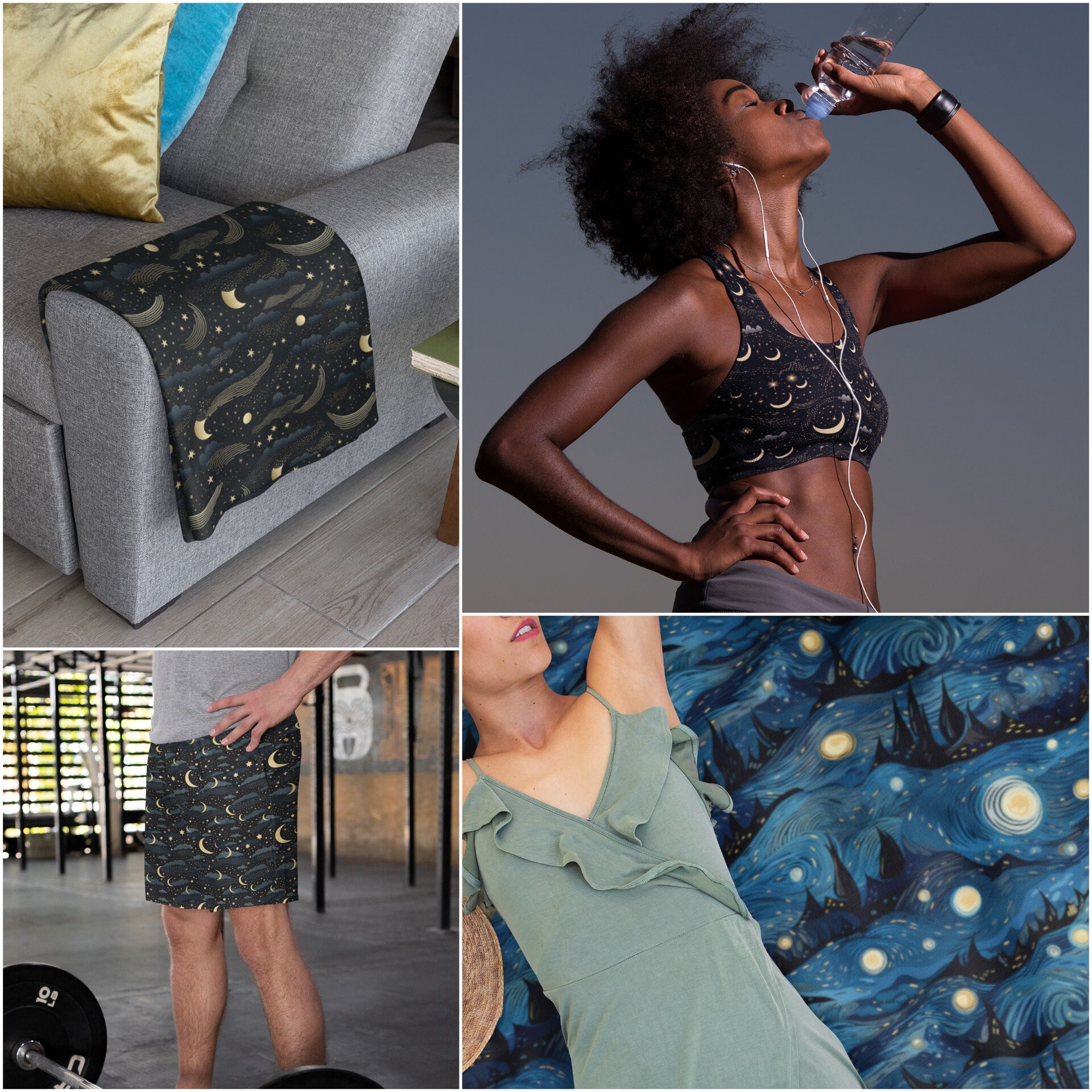 25 Moon Patterns Lunar Seamless Patterns Night Sky Repeatable Star ...