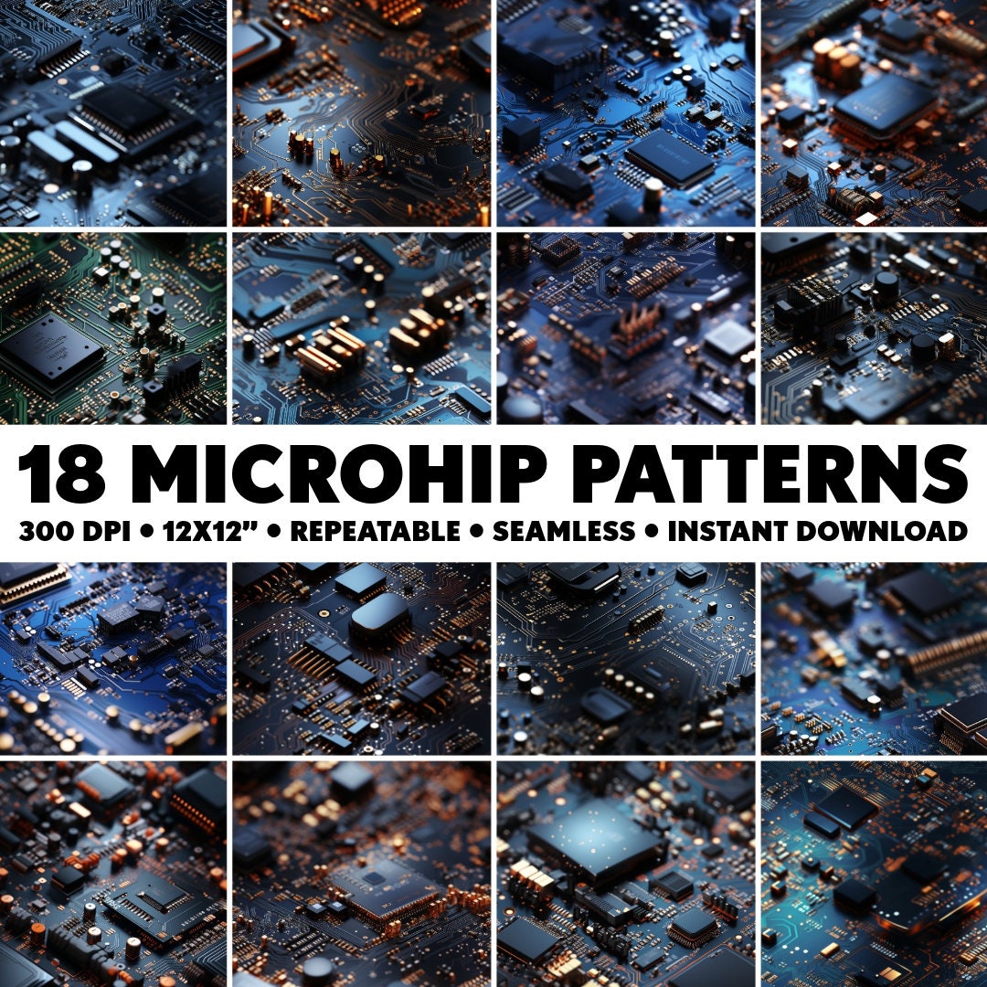 18 Microchip Patterns Computer Seamless Patterns Transistor Repeatable ...