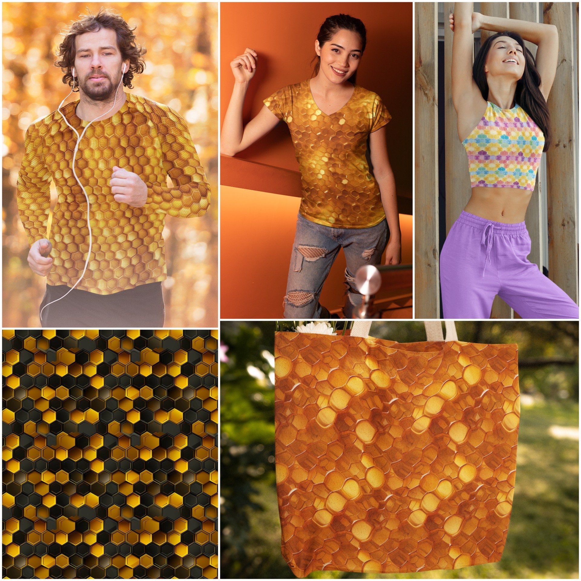 22 Honeycomb Patterns Bee Seamless Patterns Honey Repeatable Honeycomb ...