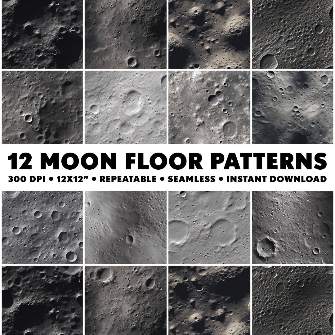 25 Moon Patterns Lunar Surface Seamless Patterns Crater Repeatable Moon ...