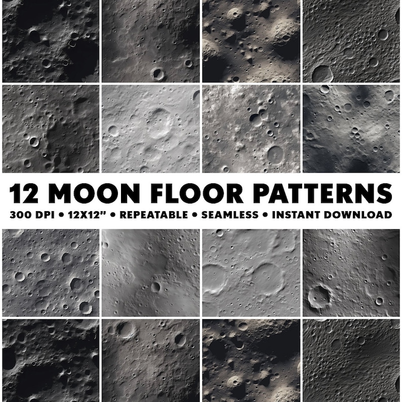25 Moon Patterns Lunar Surface Seamless Patterns Crater Repeatable Moon ...