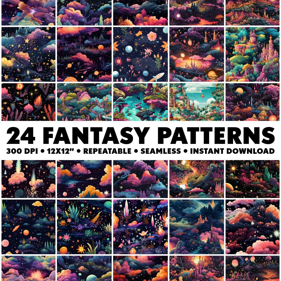 24 Fantasy Patterns Imagination Seamless Purple Patterns Sky Repeatable ...