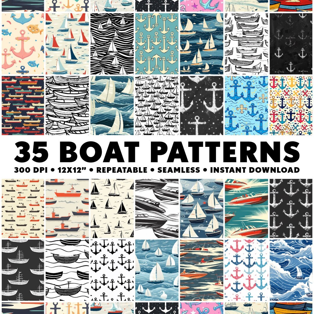 35 Boat Patterns Seamless Sailboat Patterns Repeatable Water Pattern ...
