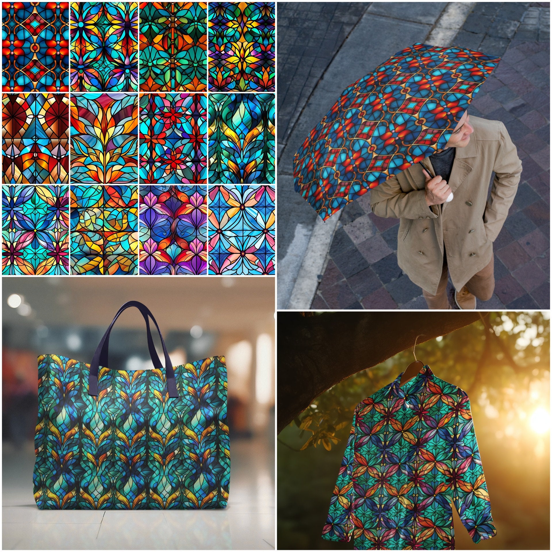 12 Stained Glass Church Patterns Seamless Stained Glass Patterns ...