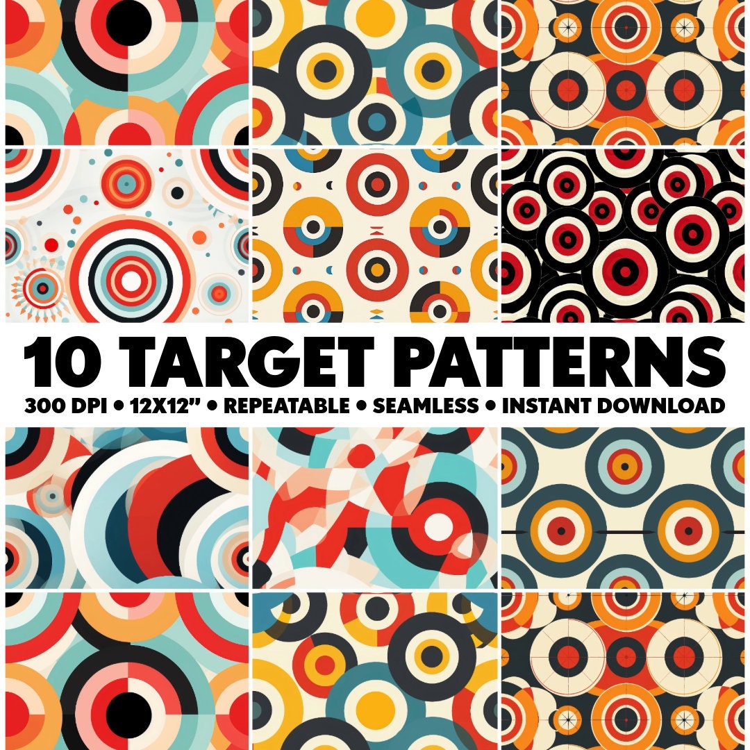 10 Target Patterns Seamless Patterns Repeatable Bullseye Pattern ...