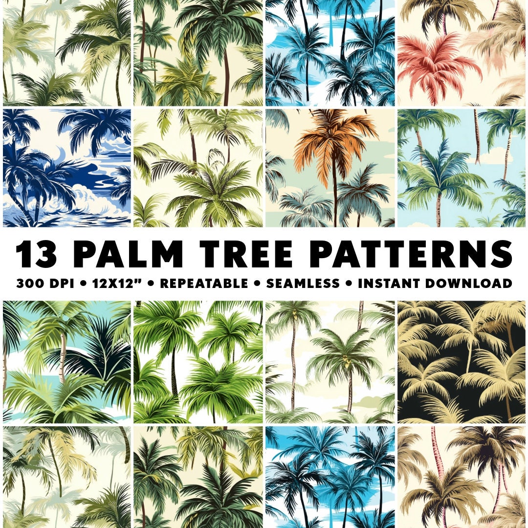 13 Palm Tree Patterns Tropic Seamless Patterns Tropical Repeatable ...