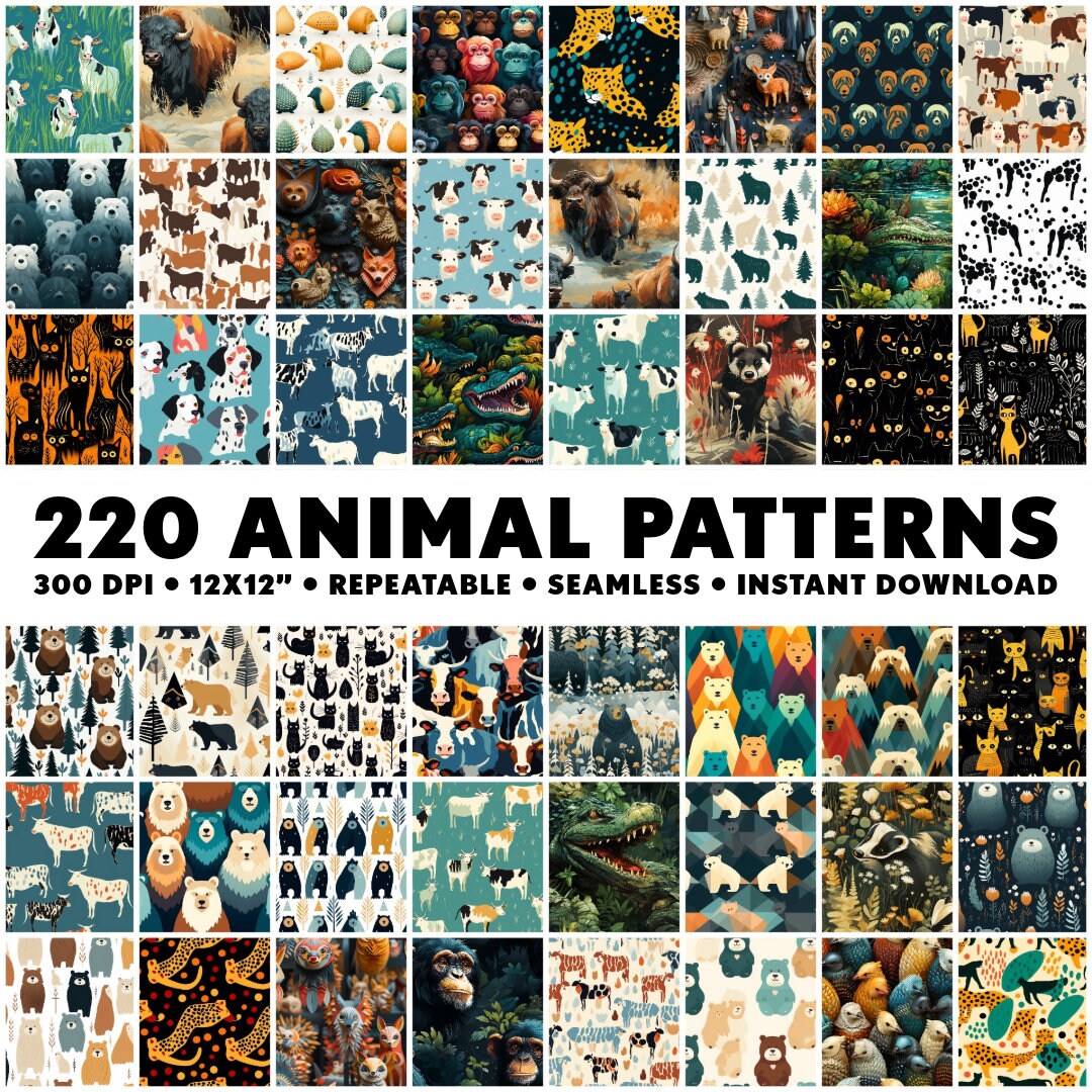 220 Animal Patterns Pig Seamless Monkey Patterns Alligator Repeatable ...