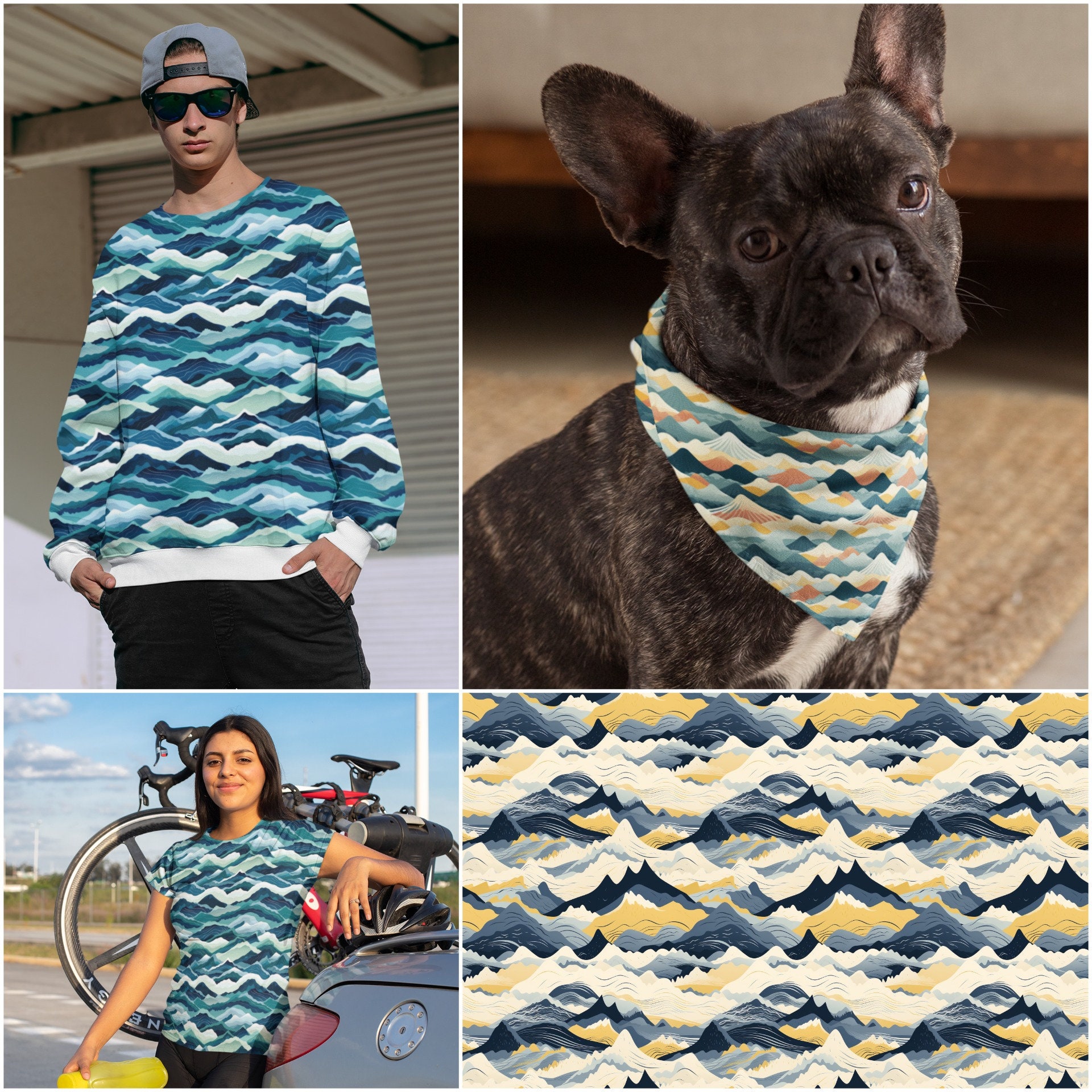 8 Mountain Patterns Seamless Mountain Range Patterns Repeatable Peaks ...