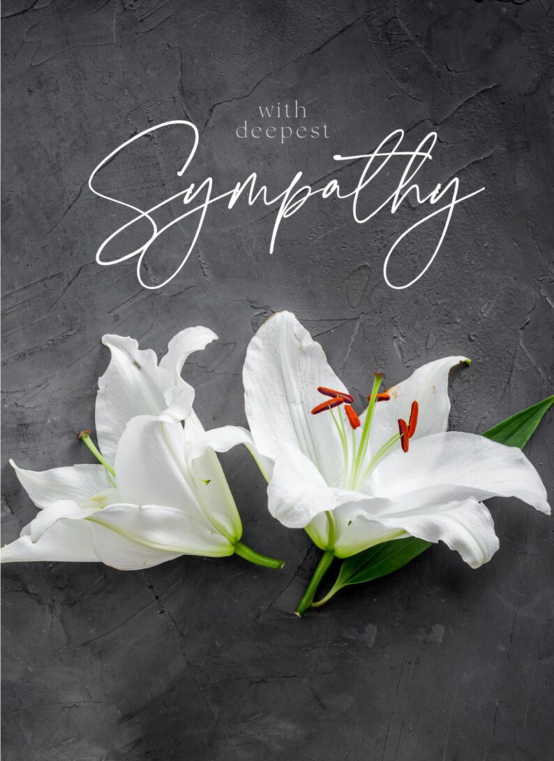 Deepest Sympathy, White Lilies; Digital Canva Template - Etsy