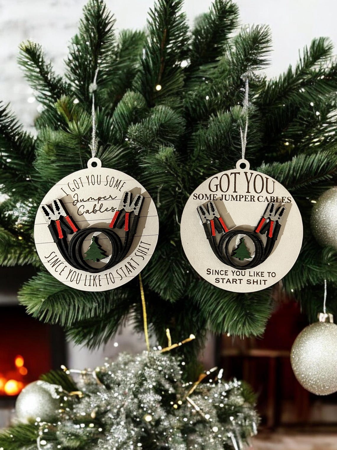 Funny Jumper Cable Ornament, Laser Cut Birch Wood Gift - Etsy