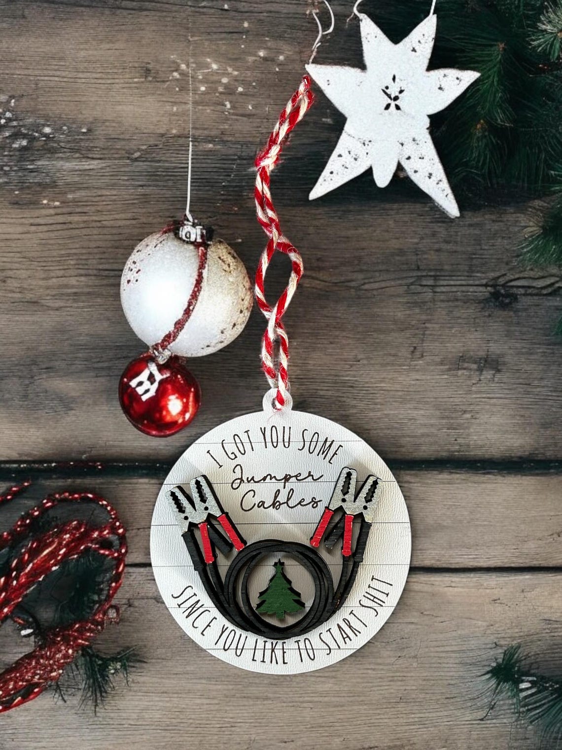 Funny Jumper Cable Ornament, Laser Cut Birch Wood Gift - Etsy