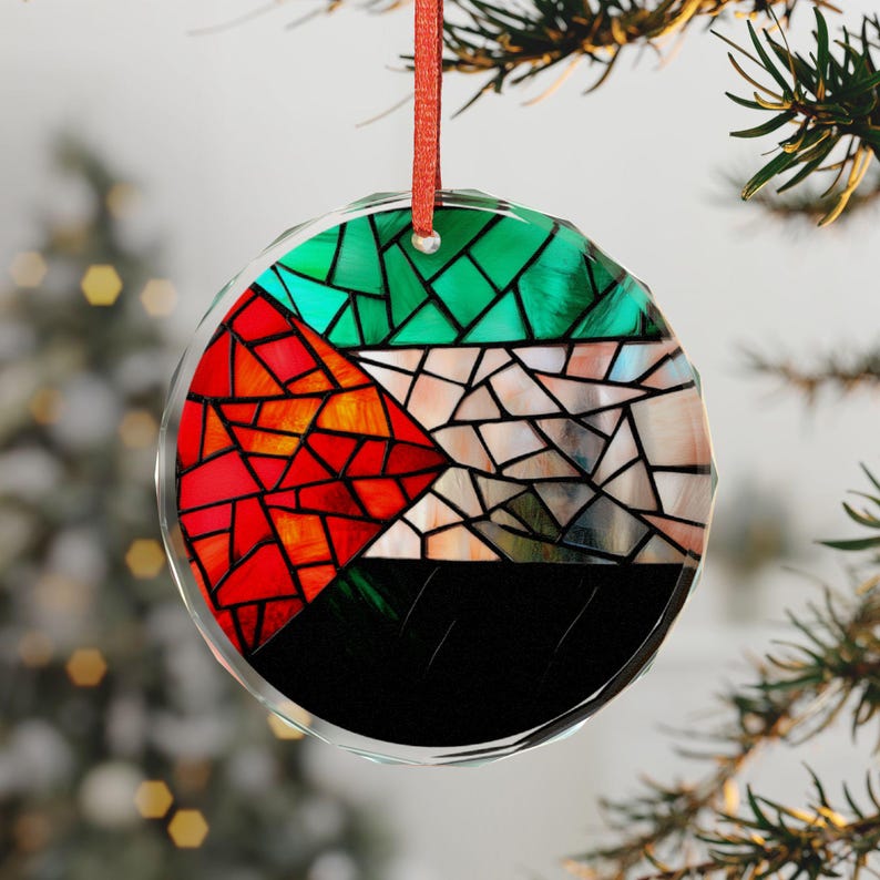 Stained Glass Style Palestine Flag Crystal Ornament Palestinian Flag ...