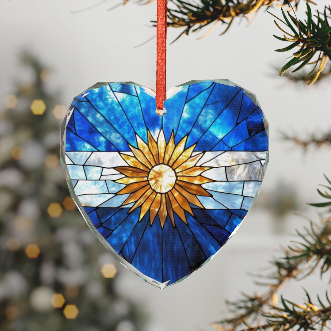 Stained Glass Style Argentina Flag Crystal Ornament Argentinian Flag ...