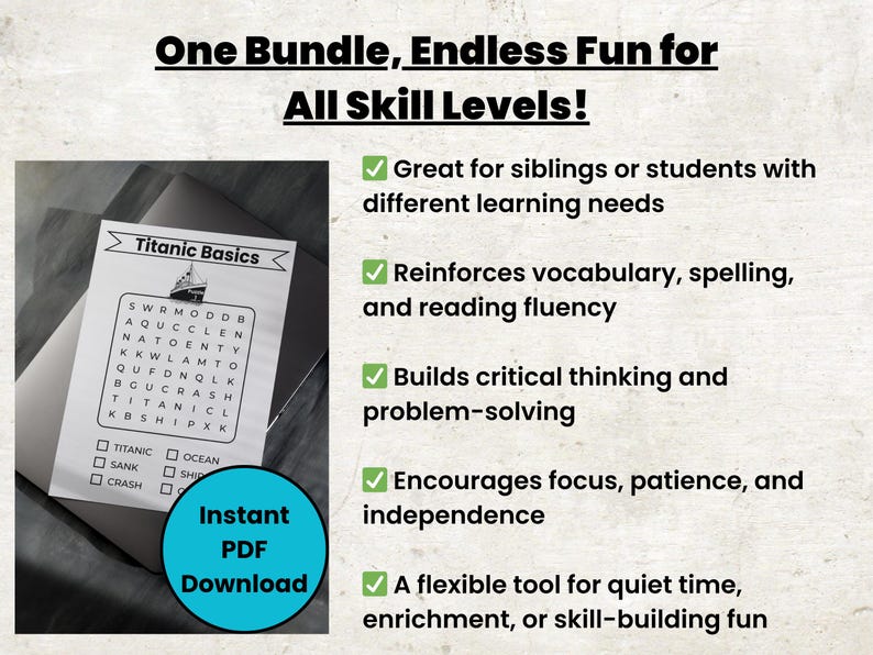 Titanic Word Search Bundle for Kids: 150 Puzzles + 30 Coloring Pages ...