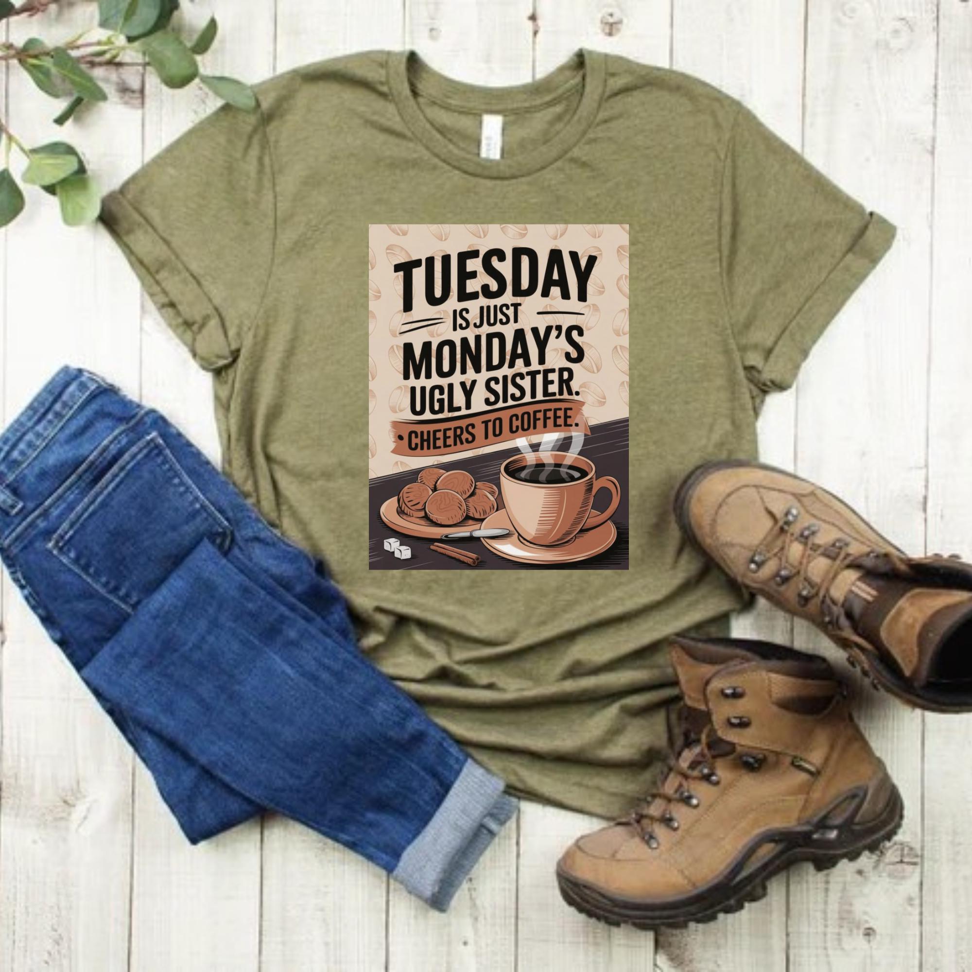 Tuesday is Monday's Ugly Sister Shirt - Funny Coffee T-shirt, Unisex ...
