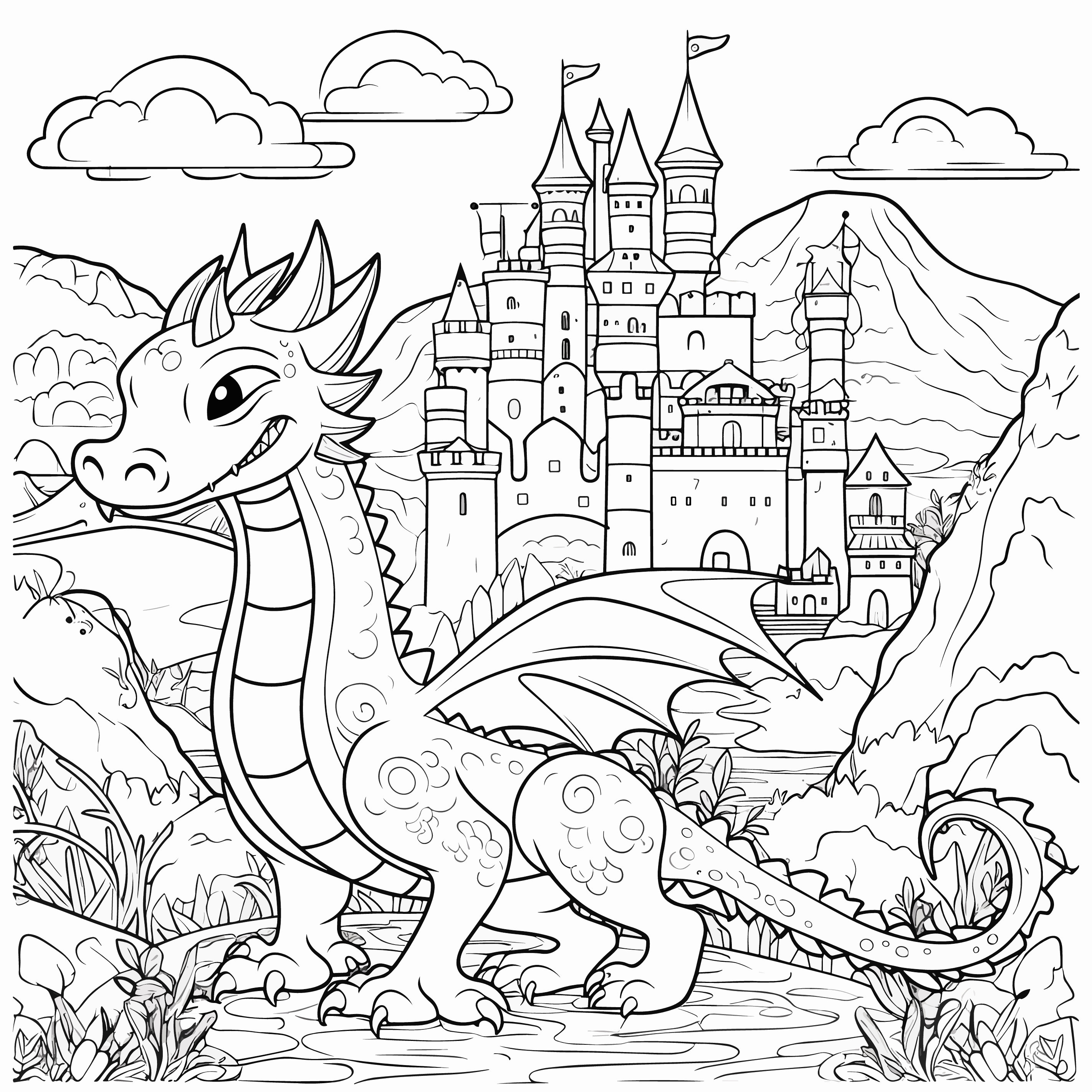 24 Cute Dragon Coloring Pages for Adults and Children, PDF Download - Etsy