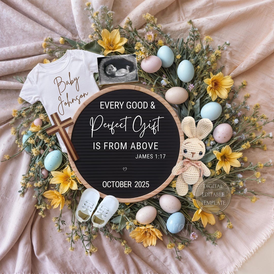 Religious Easter Pregnancy Announcement Digital, Christian Easter Baby ...