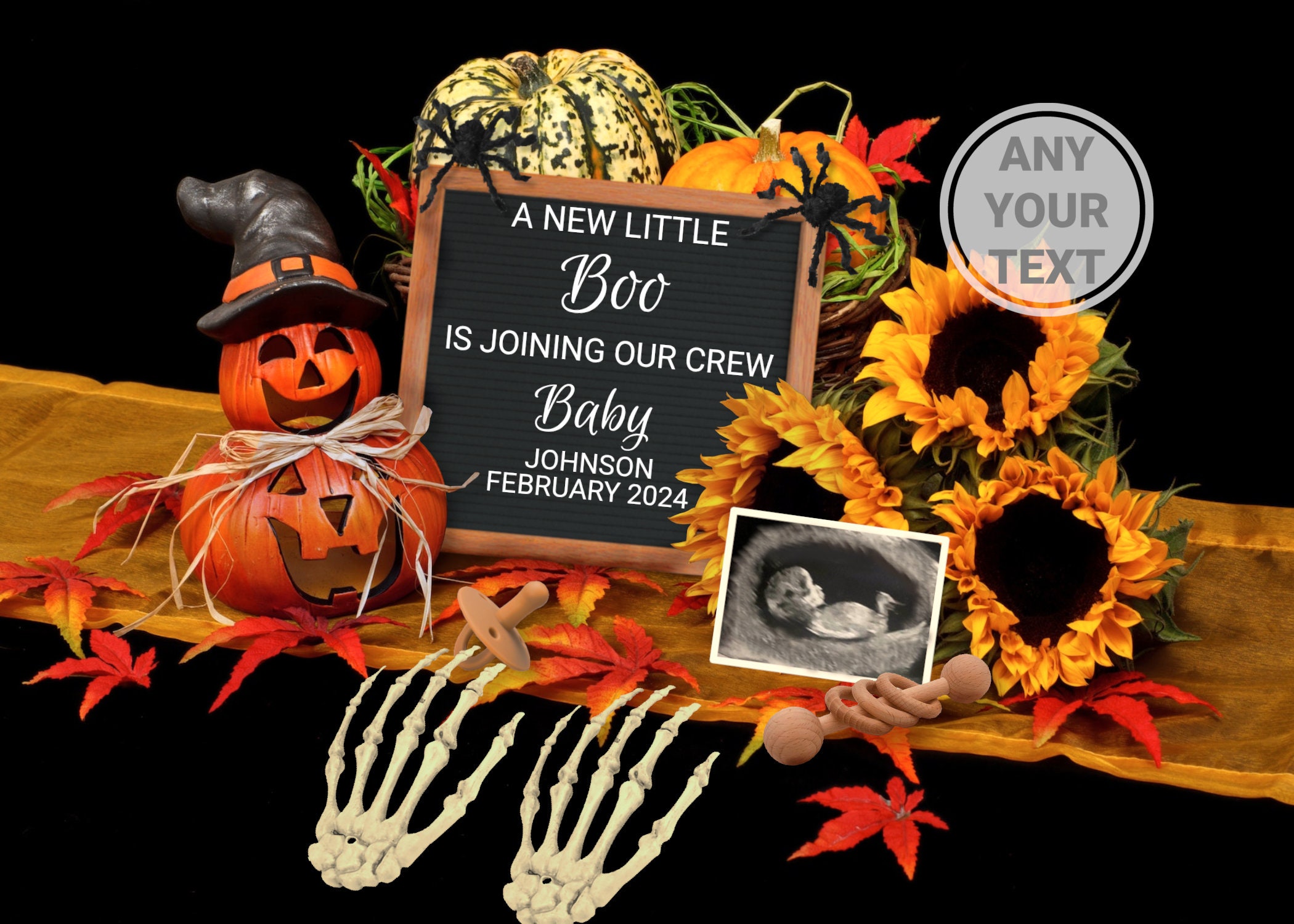 Halloween Pregnancy Announcement Digital, Spooky Baby Announcement ...