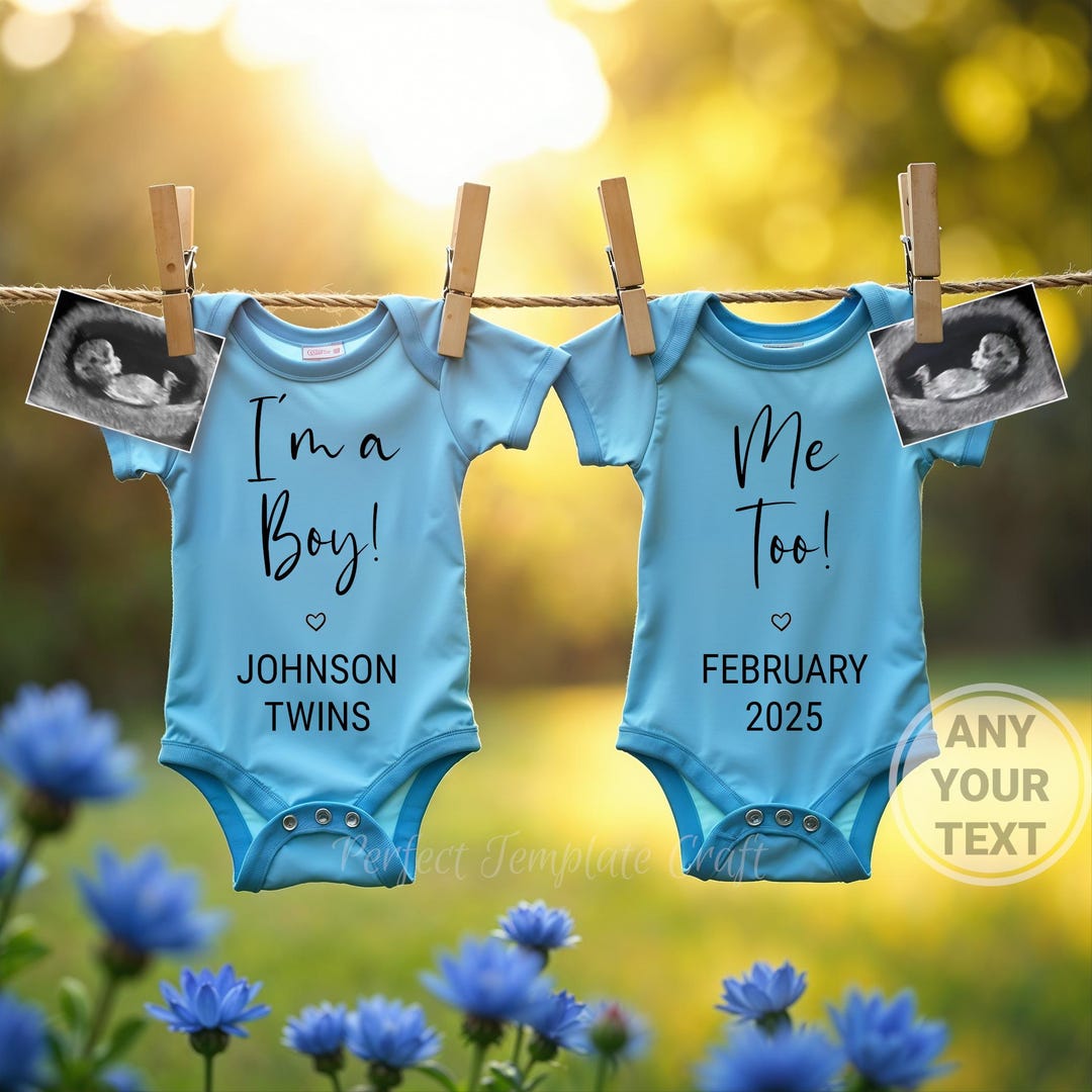 Digital Twin Boys Pregnancy Announcement, Boy Twins Baby Announcement ...