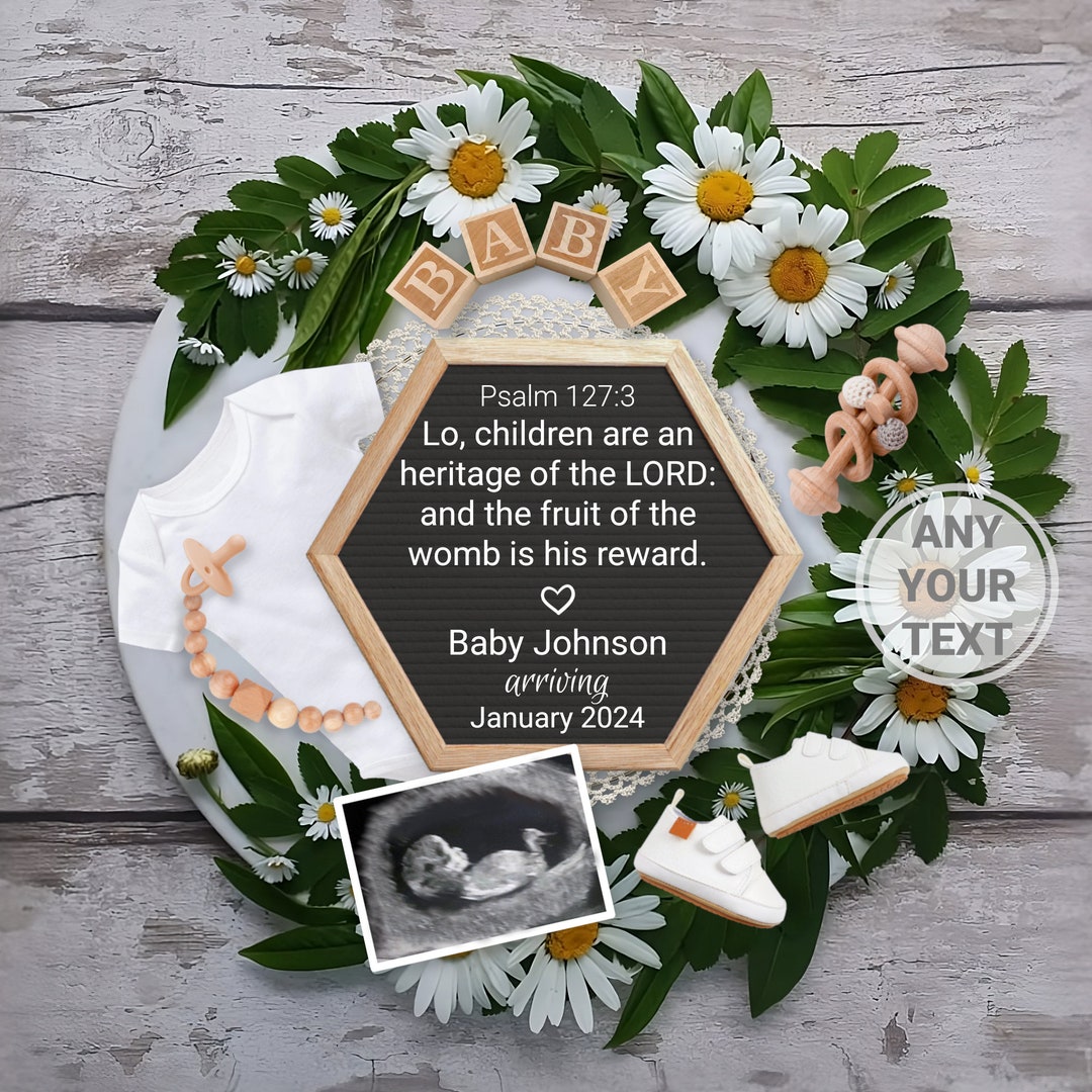 Christian Pregnancy Announcement Digital, Religious Baby Announcement ...