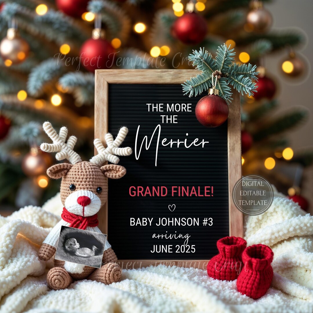 Christmas Pregnancy Announcement Digital, the More the Merrier Baby ...