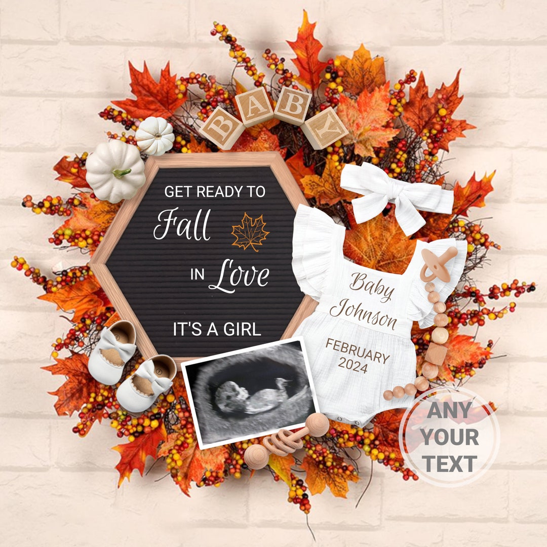 Fall Baby Girl Pregnancy Announcement Digital, Pumpkin Its a Girl Baby ...