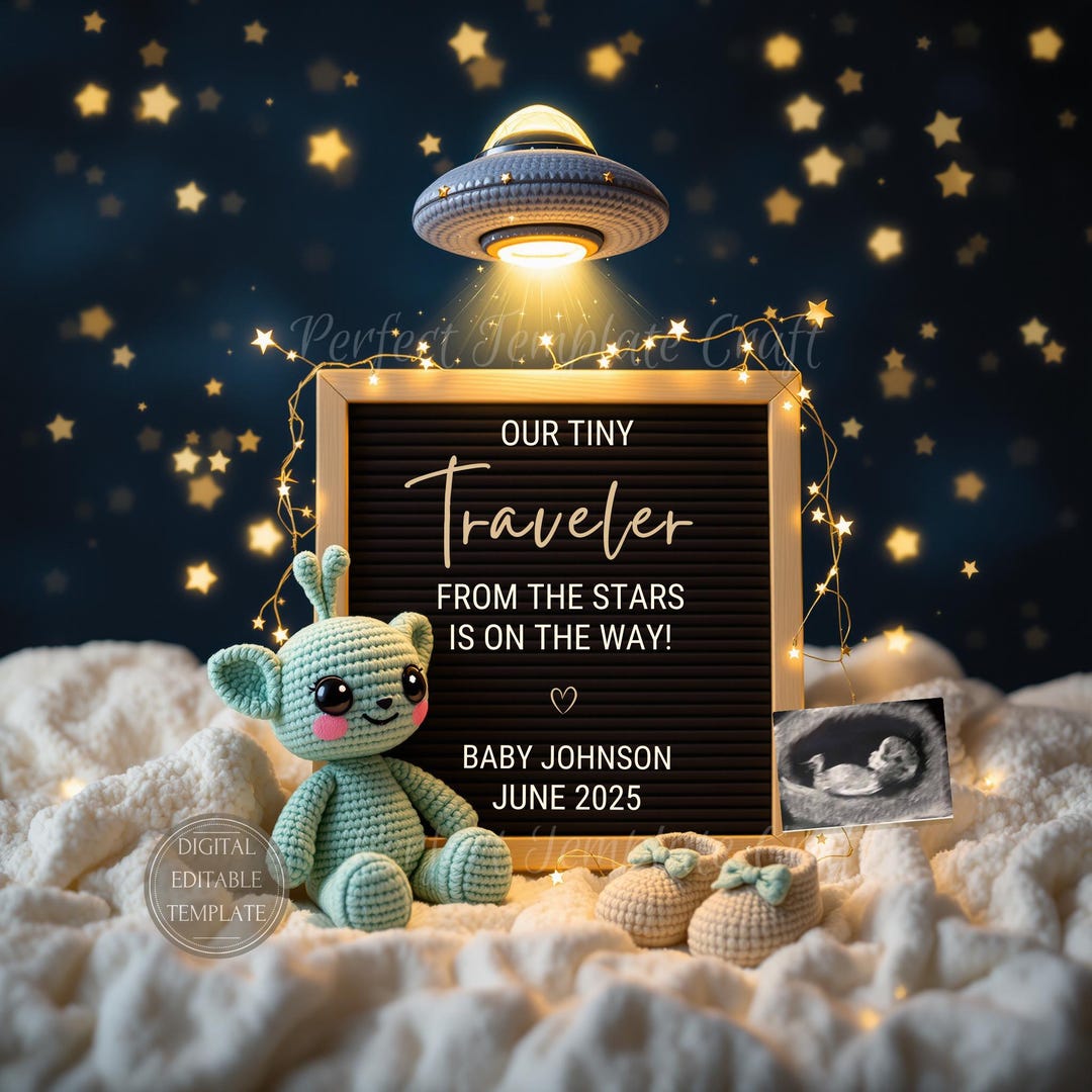 Alien Pregnancy Announcement Digital, UFO Space Baby Announcement, Our ...
