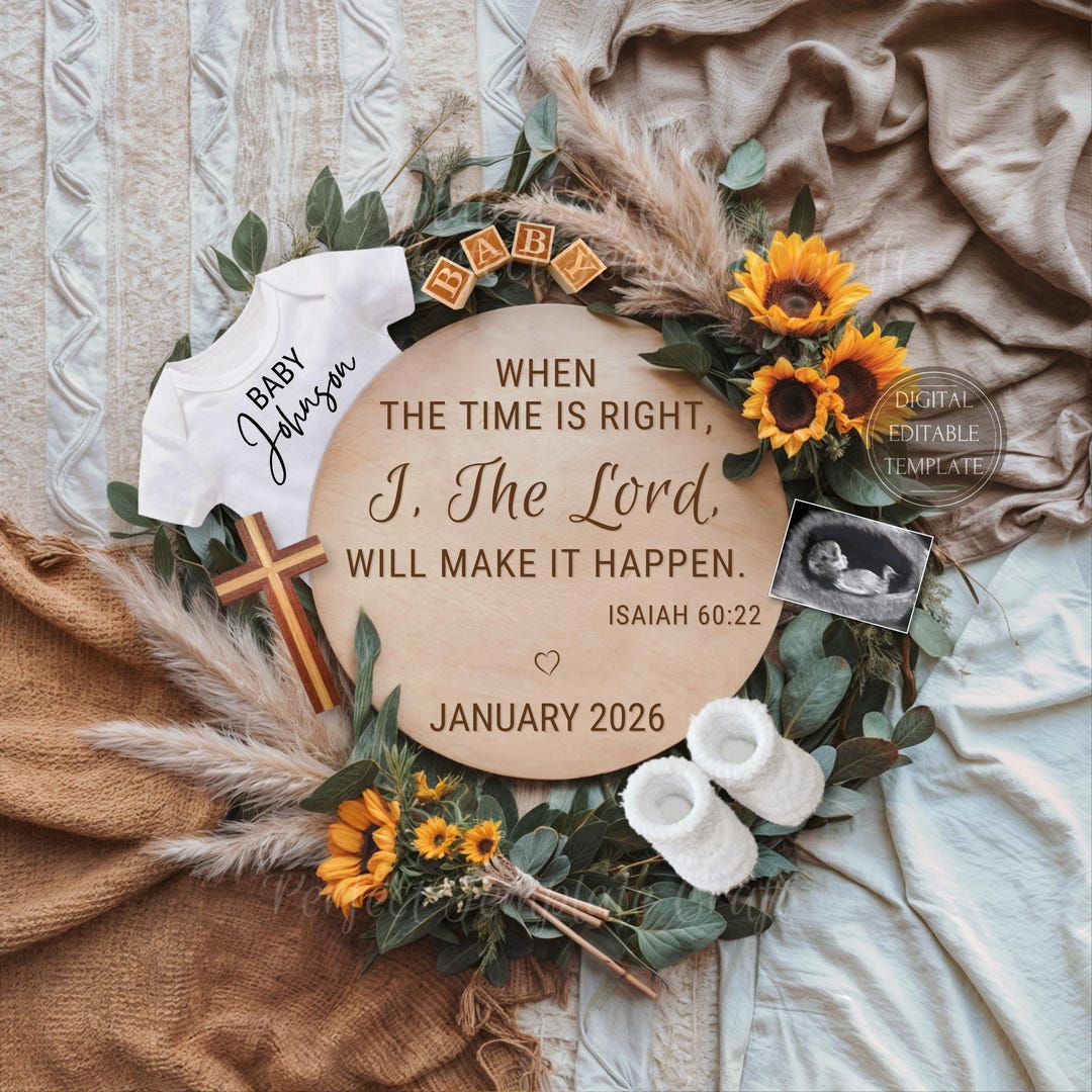 Religious Pregnancy Announcement Digital Christian Baby Announcement ...