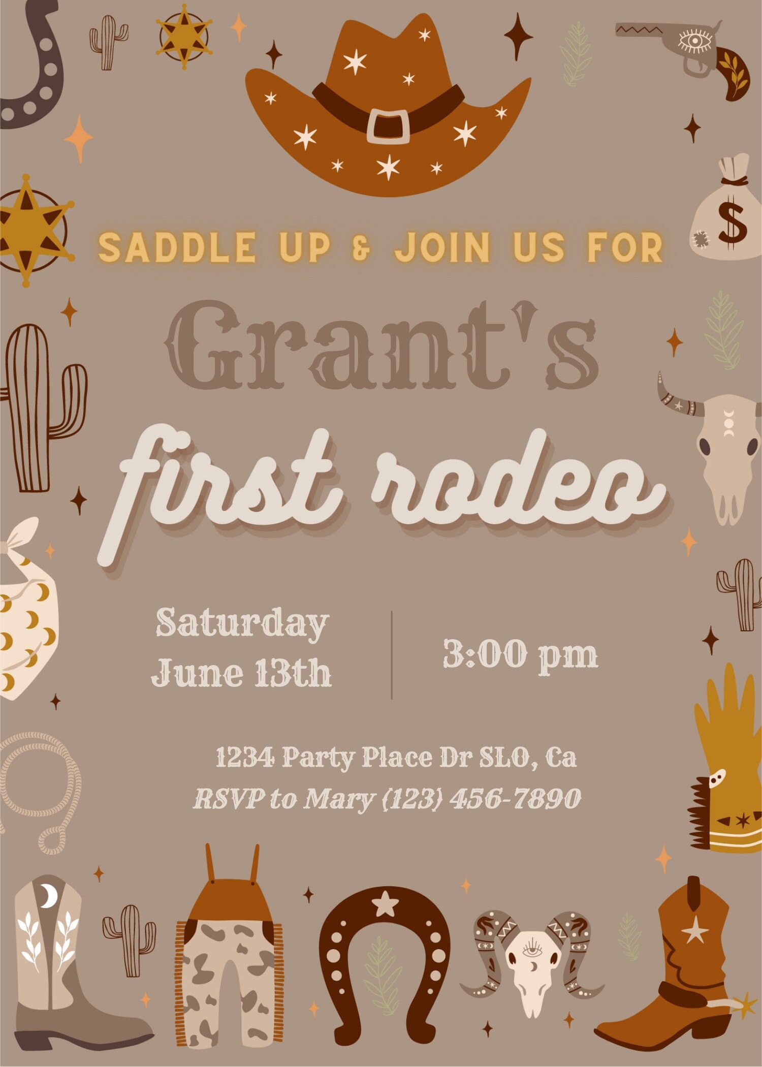 Customizable Saddle up for First Rodeo Birthday Invitation / Rodeo ...