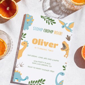 Customizable "stomp, Chomp, Roar" Dinosaur Theme Kid's Birthday Party ...