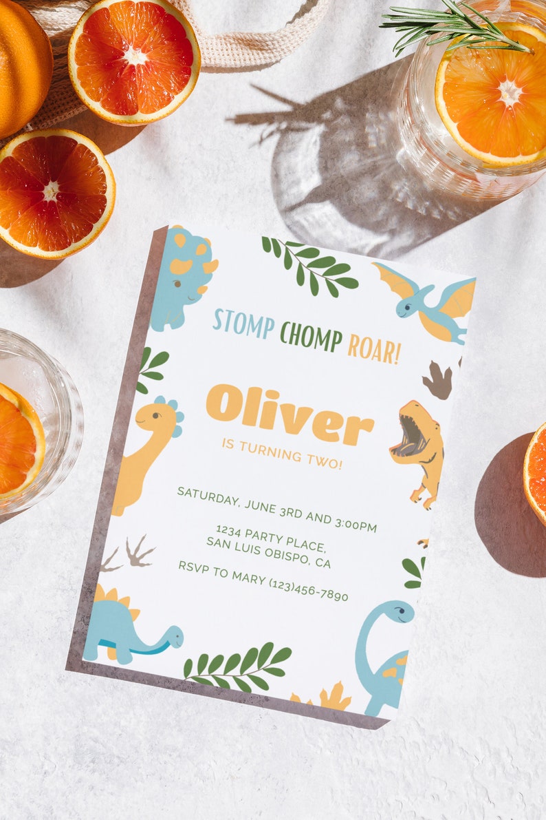 Customizable "stomp, Chomp, Roar" Dinosaur Theme Kid's Birthday Party ...