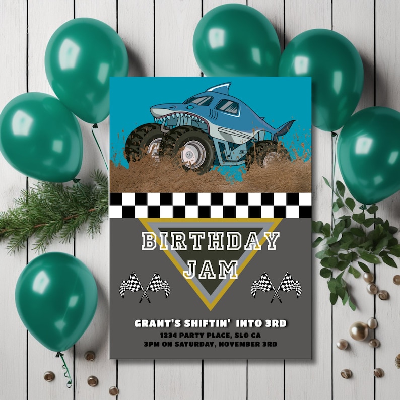 Monster Jam Theme Kids Birthday Invitation, Birthday Jam, Monster Truck ...