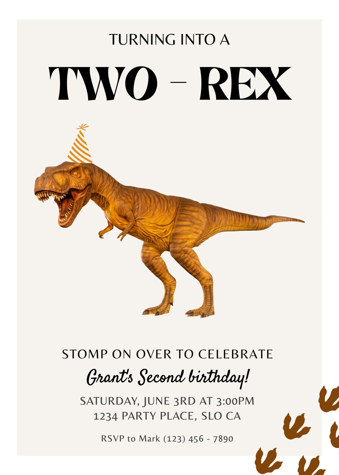 Customizable two Rex Dinosaur T-rex Theme Kid's Birthday Party ...