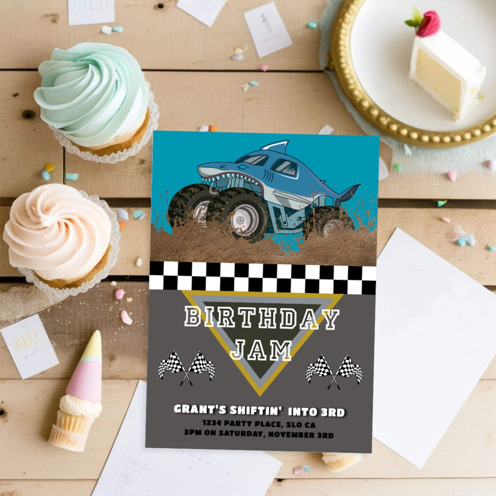 Monster Jam Theme Kids Birthday Invitation, Birthday Jam, Monster Truck ...