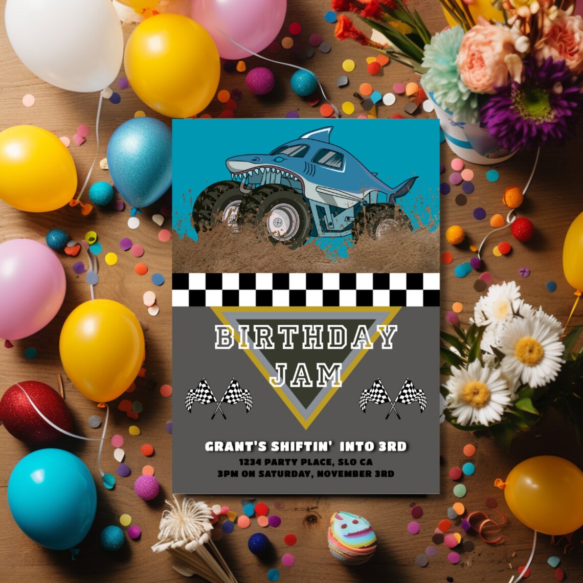 Monster Jam Theme Kids Birthday Invitation, Birthday Jam, Monster Truck ...