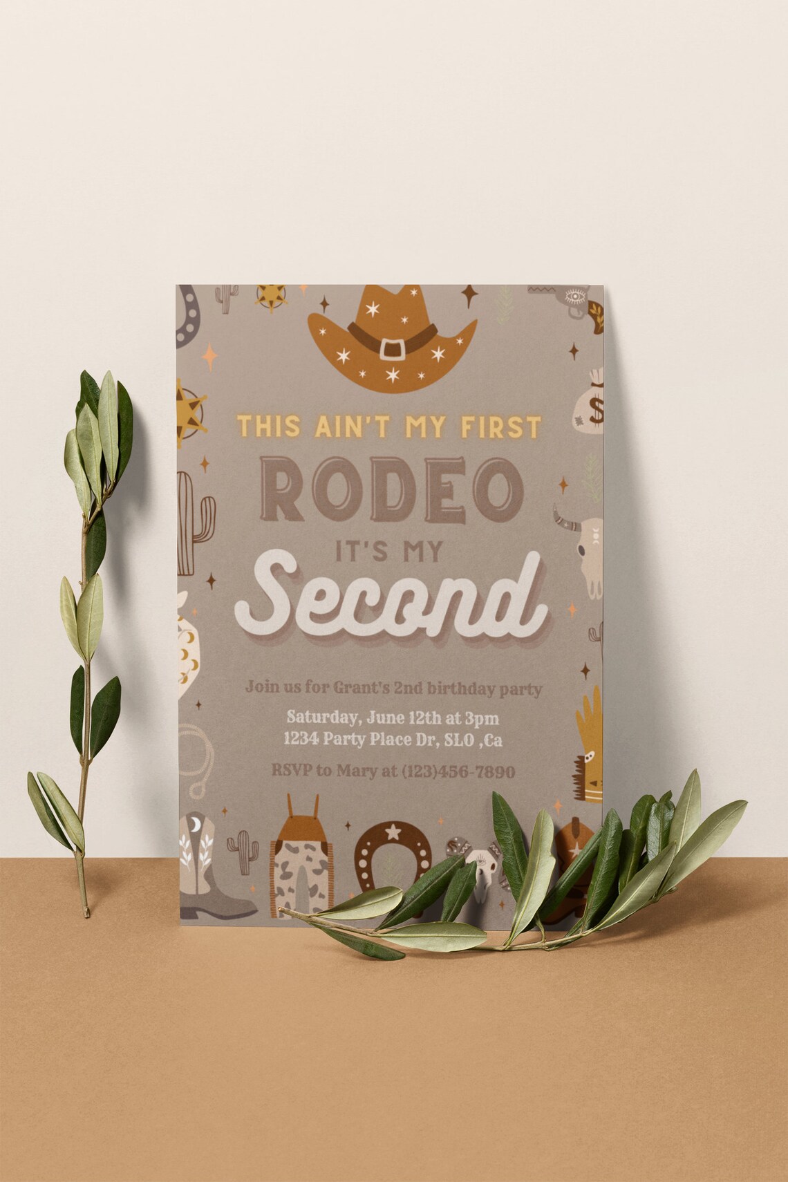 Rodeo Theme Birthday Invite, Second Birthday, Customizable Ain't My ...