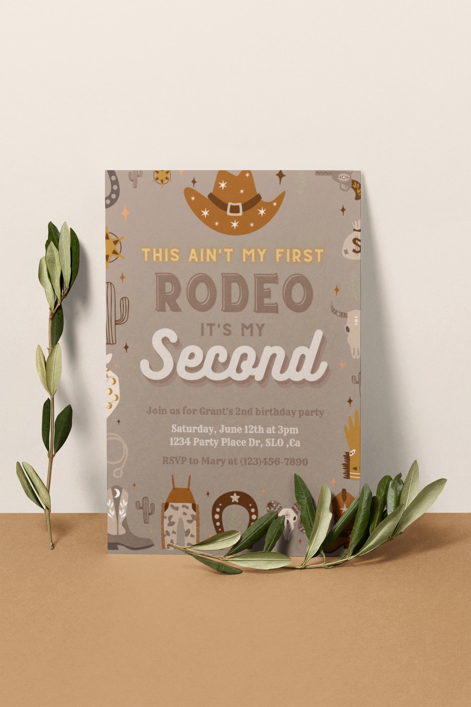 Rodeo Theme Birthday Invite, Second Birthday, Customizable Ain't My ...