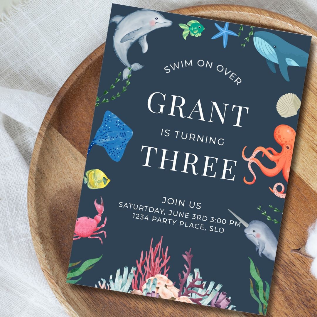 Customizable Under the Sea Kid's Birthday Party Invitation - Editable ...