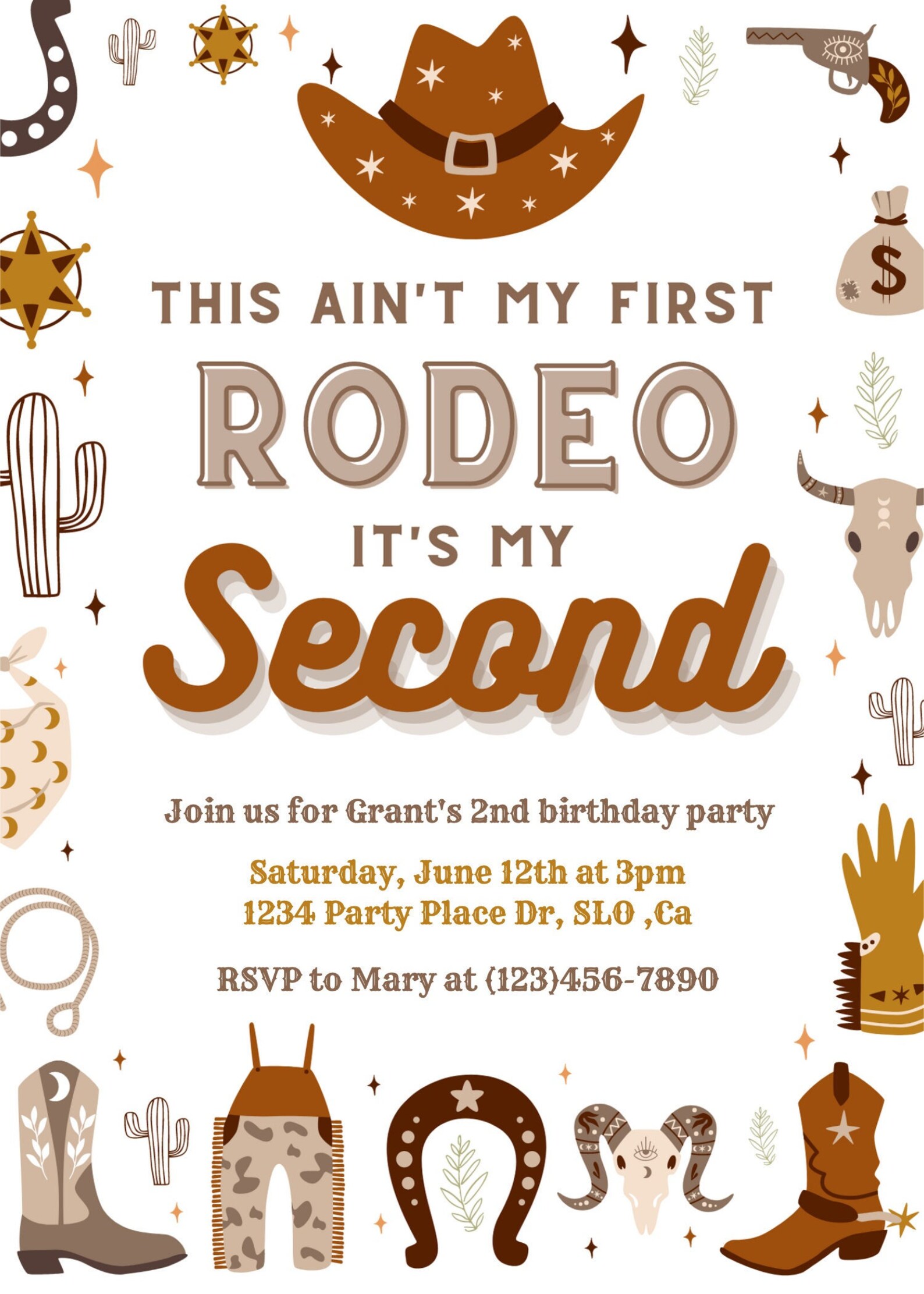 Rodeo Theme Birthday, Customizable Ain't My First Rodeo, It's My Second ...
