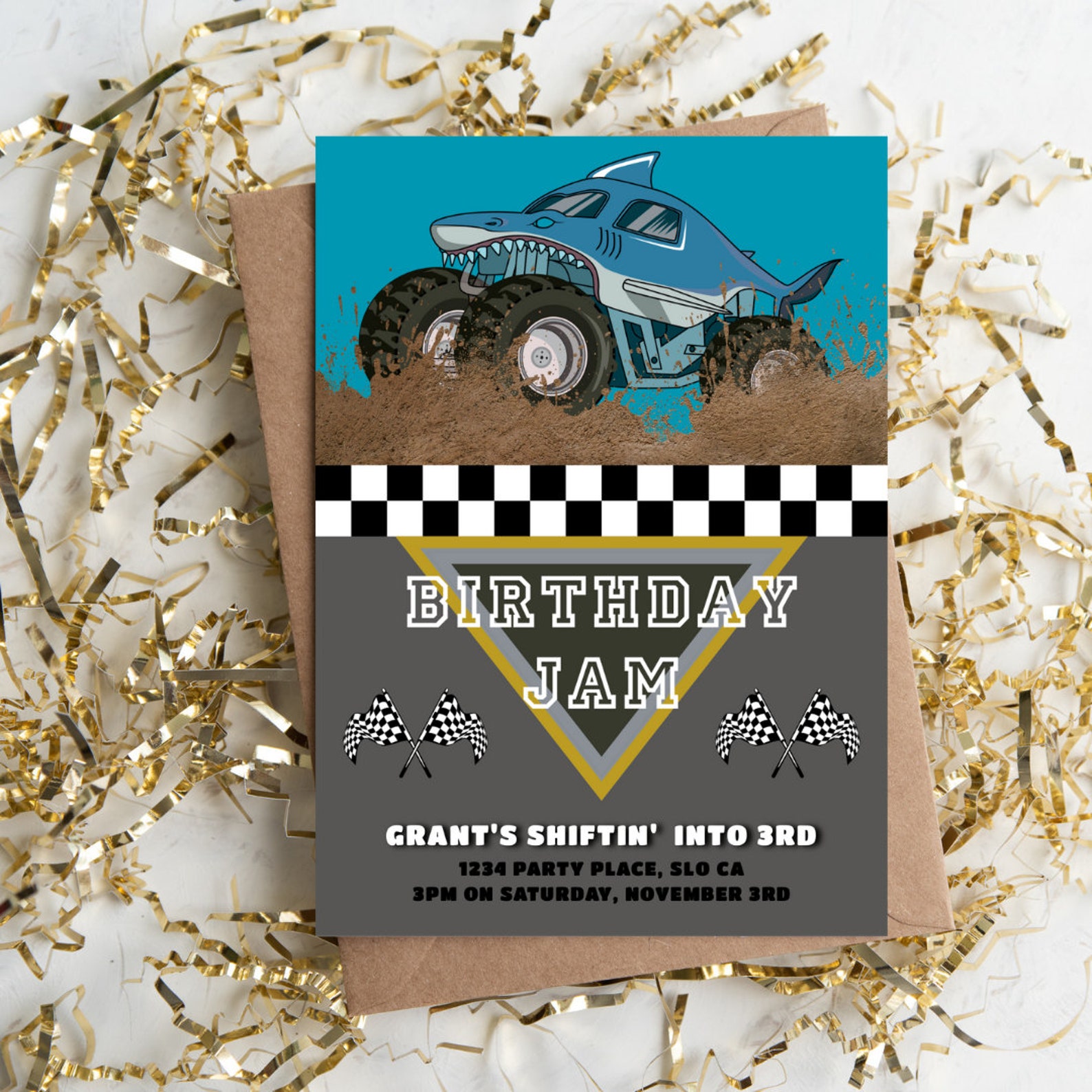 Monster Jam Theme Kids Birthday Invitation, Birthday Jam, Monster Truck ...