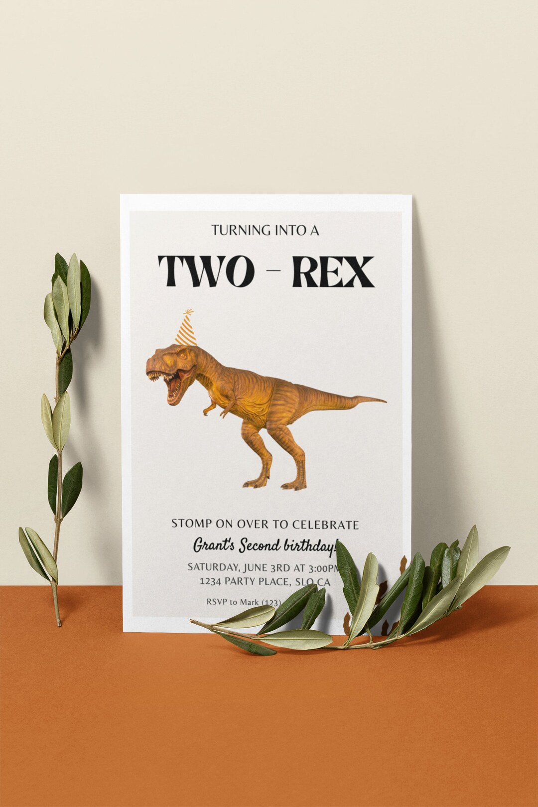 Customizable two Rex Dinosaur T-rex Theme Kid's Birthday Party ...